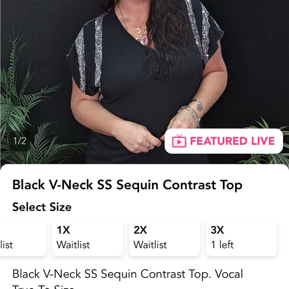 Vocal | Tops | Vocal Black Vneck Short Sleeve Sequin Contrast Top ...